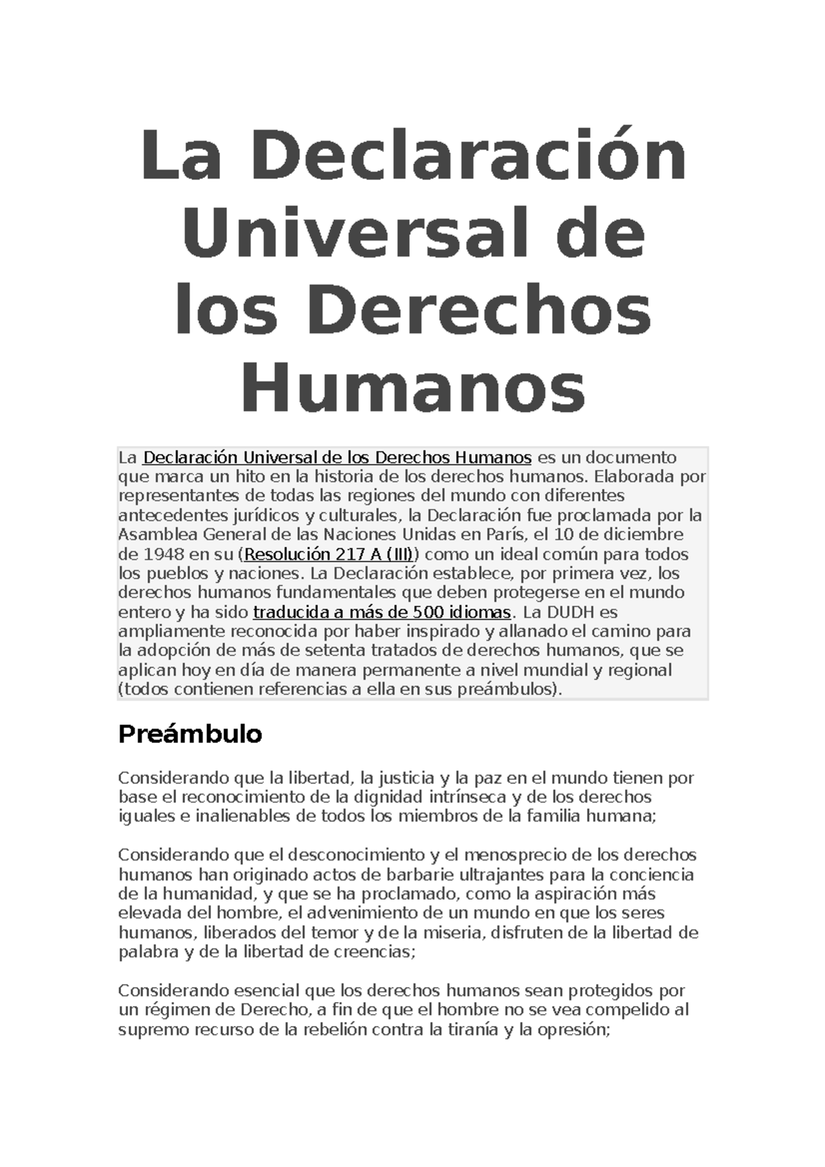 Declaración Universal de los Derechos Humanos - Elaborada por ...
