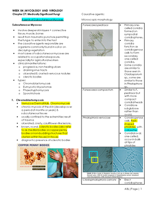 Medically Significant Fungi WEEK 7 - WEEK 07|MYCOLOGY AND VIROLOGY ABL ...