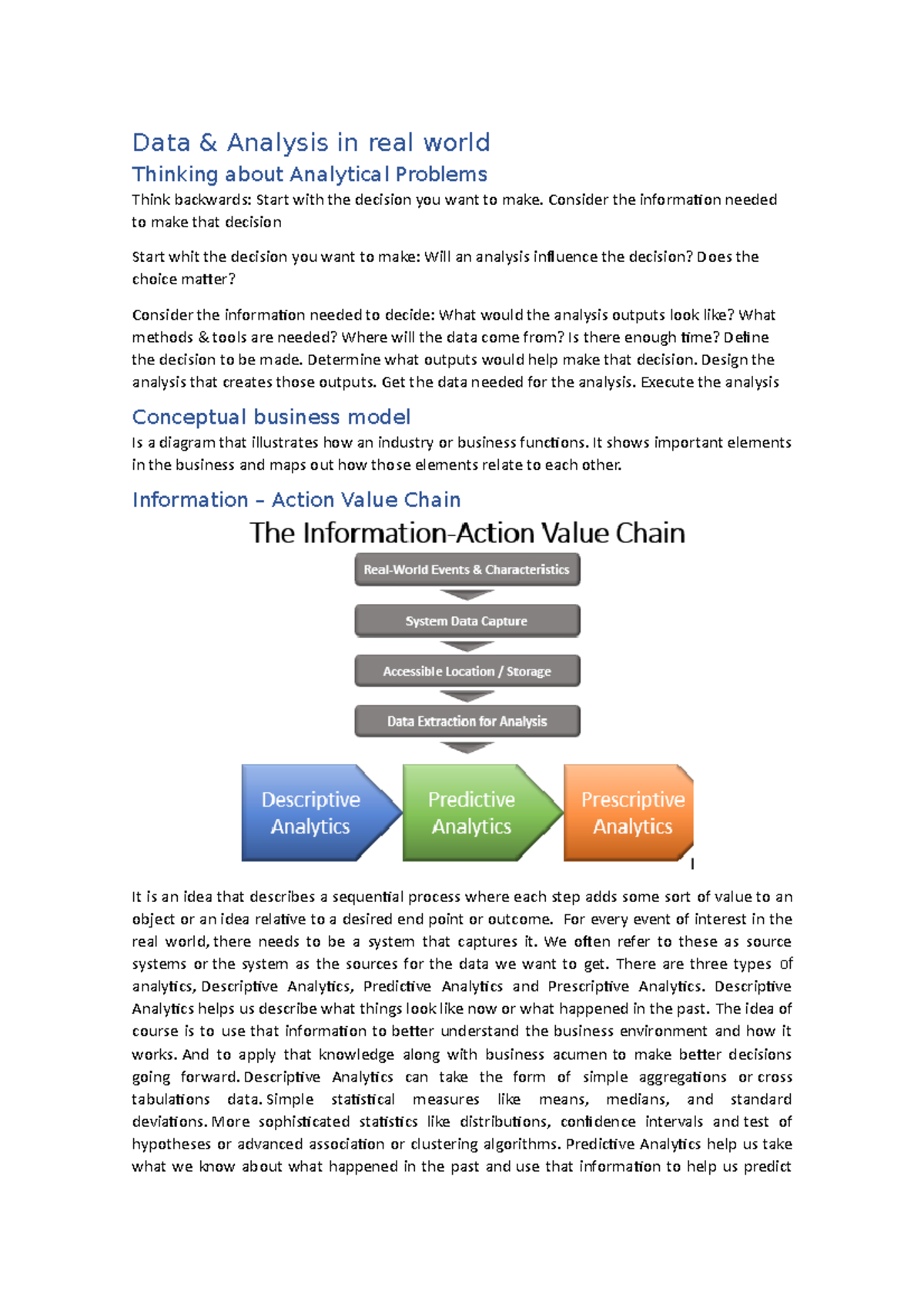 Advanced business analytics - Data & Analysis in real world Thinking ...