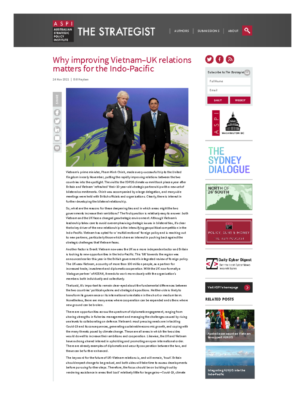 APIS - Why vietnam-uk relations matter in Indo - Pacifi - Bill Hayton ...