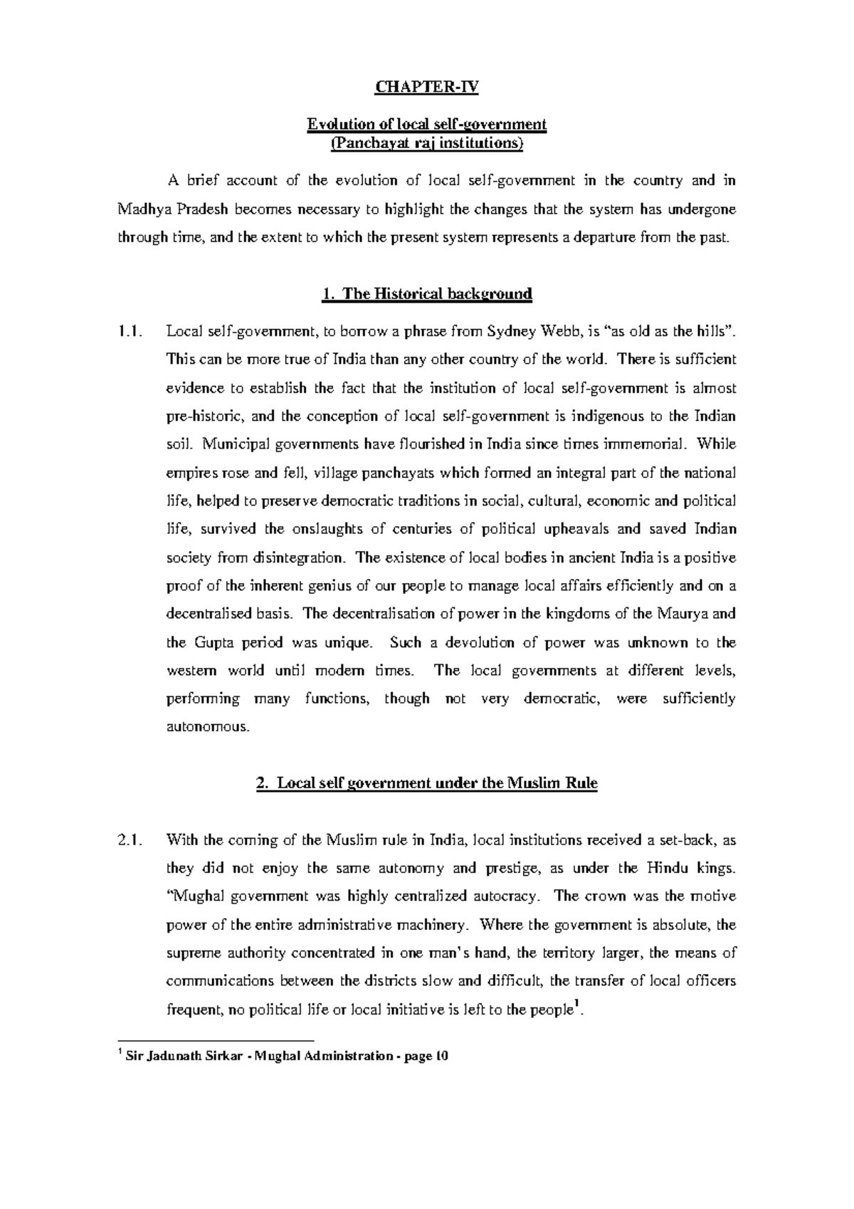Local SELF Government- Panchyatiraj Institution - CHAPTER-IV Evolution ...