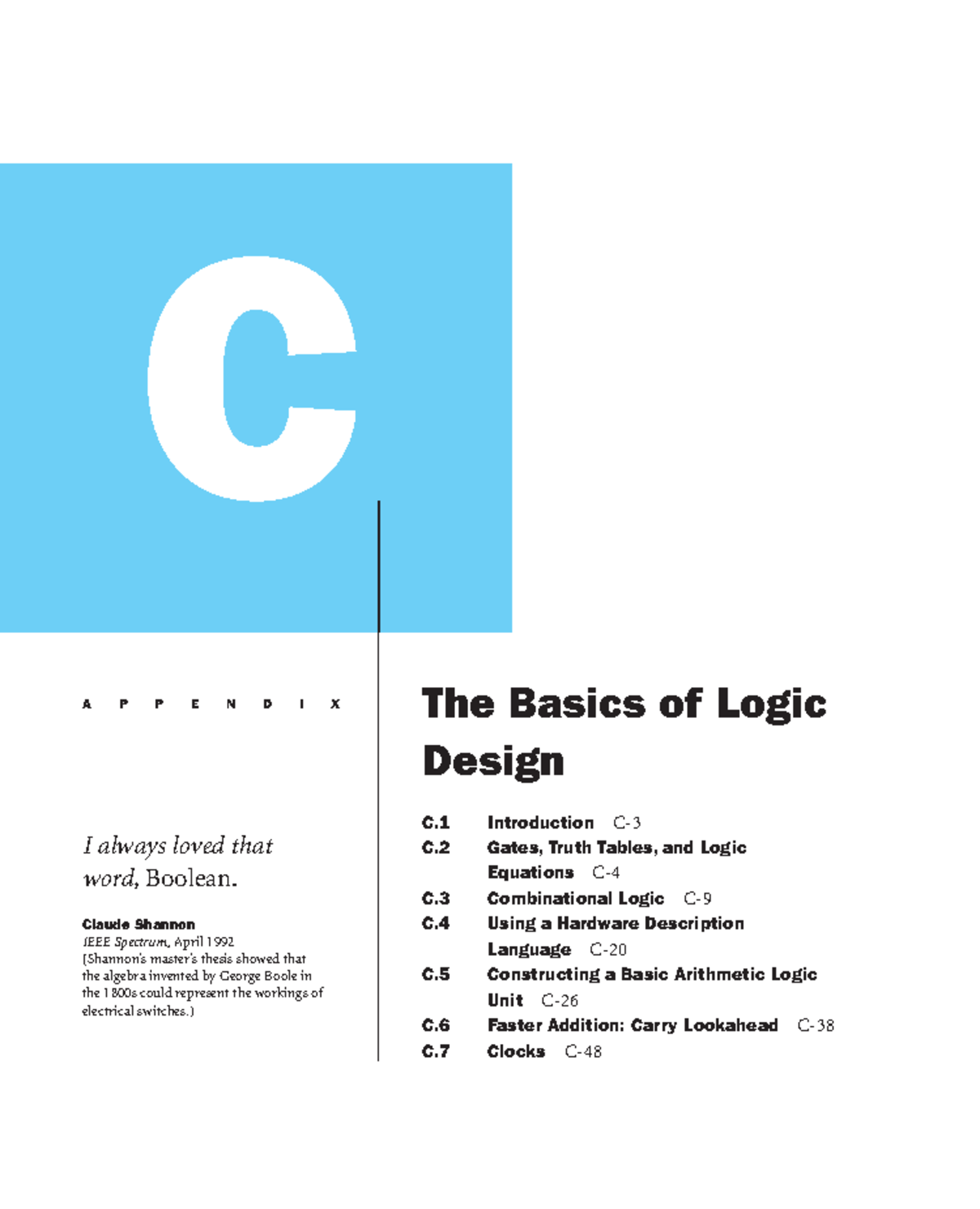 Appendix-C Basics of Logic - C I always loved that word, Boolean ...