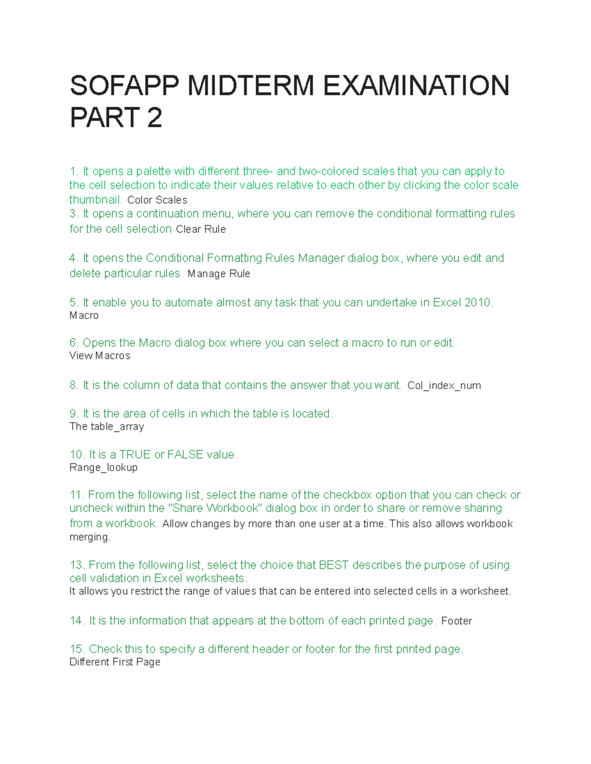 Sofapp Midterm Examination PART 2 - SOFAPP MIDTERM EXAMINATION PART 2 1 ...
