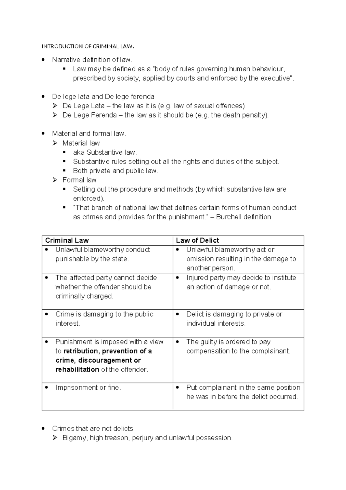 Introduction OF Criminal LAW - INTRODUCTION OF CRIMINAL LAW. Narrative ...