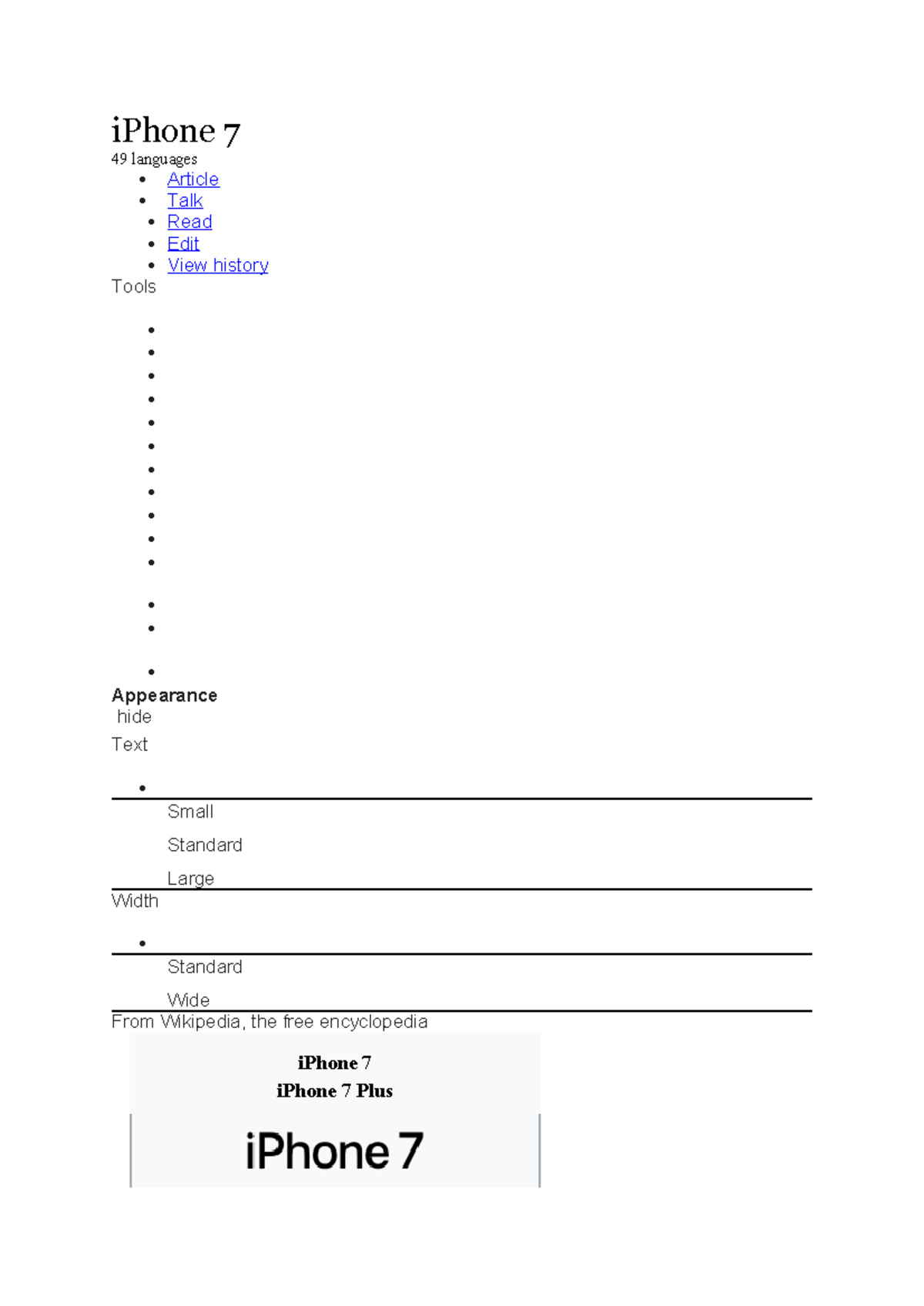 Iphone - assignment 1 - iPhone 7 49 languages Article Talk Read Edit ...