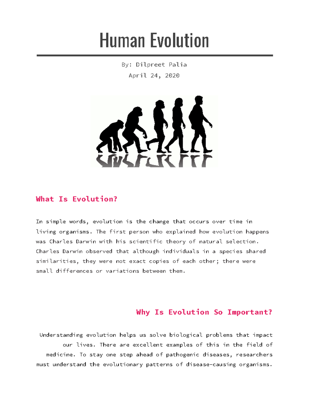 Assignment of how Humans have developed over the past centuries ...