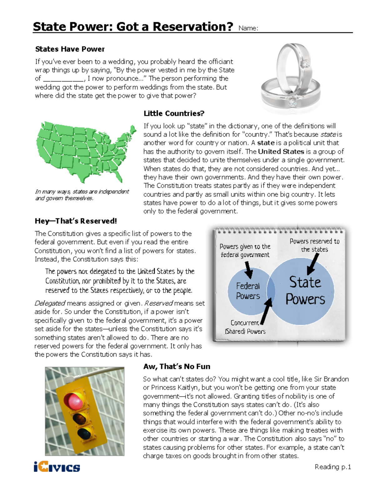 State Powers - Notes taken in class, plus part cheat sheet because it ...