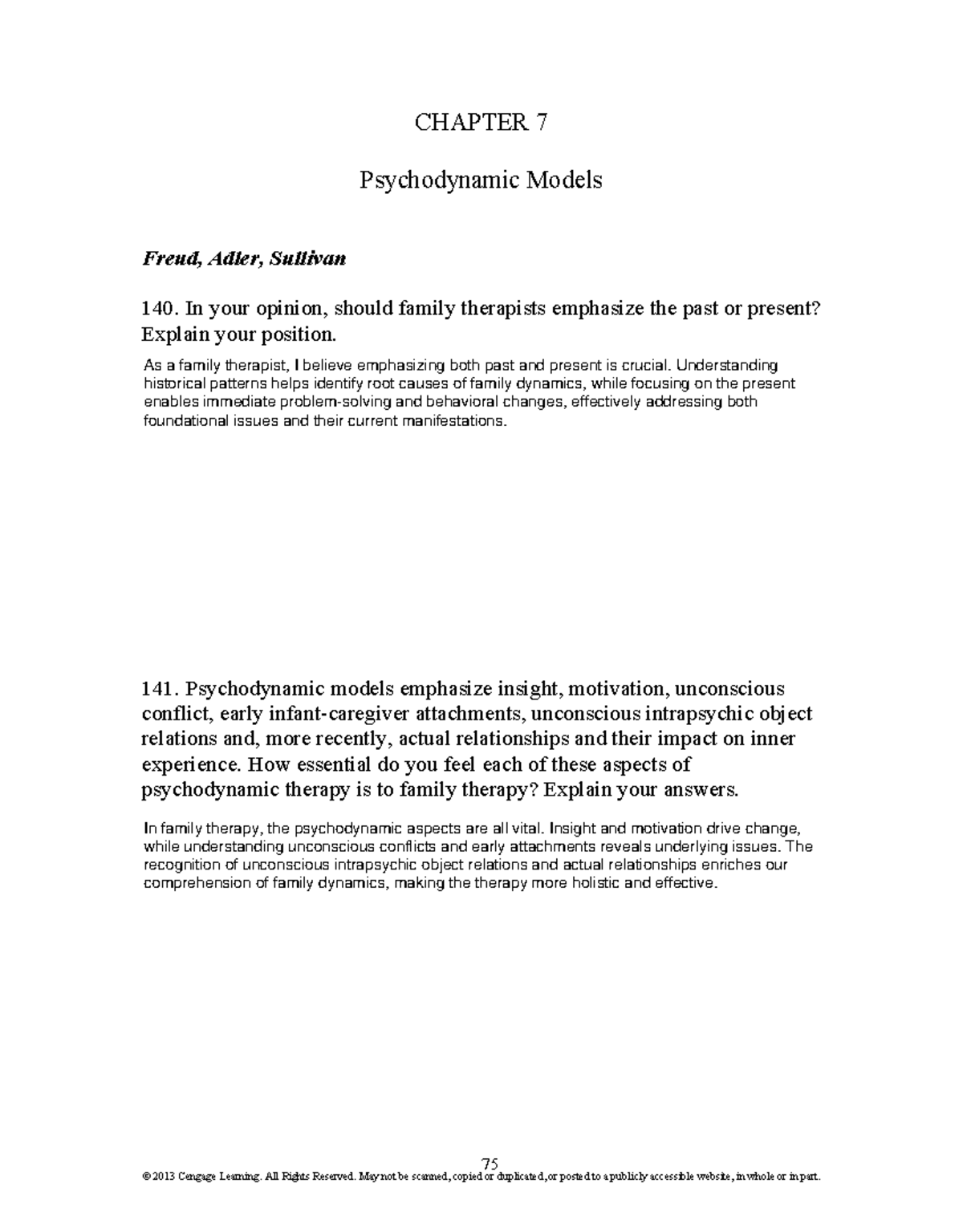 07 9781305092969 goldenberg workbook - CHAPTER 7 Psychodynamic Models Freud, Adler, Sullivan In ...