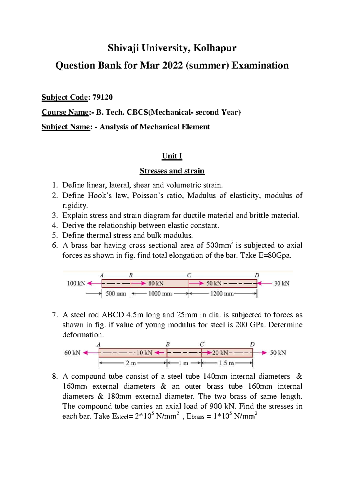 79120-Analysis Of Mechanical Element - Shivaji University, Kolhapur ...