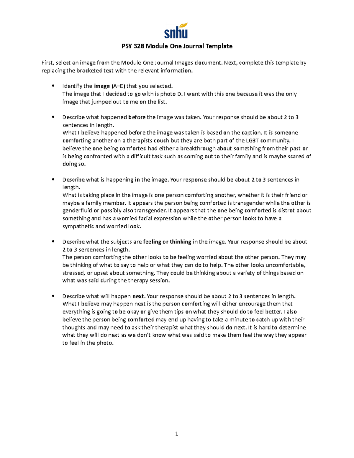 PSY 328 Module One Journal Template - PSY 328 Module One Journal ...