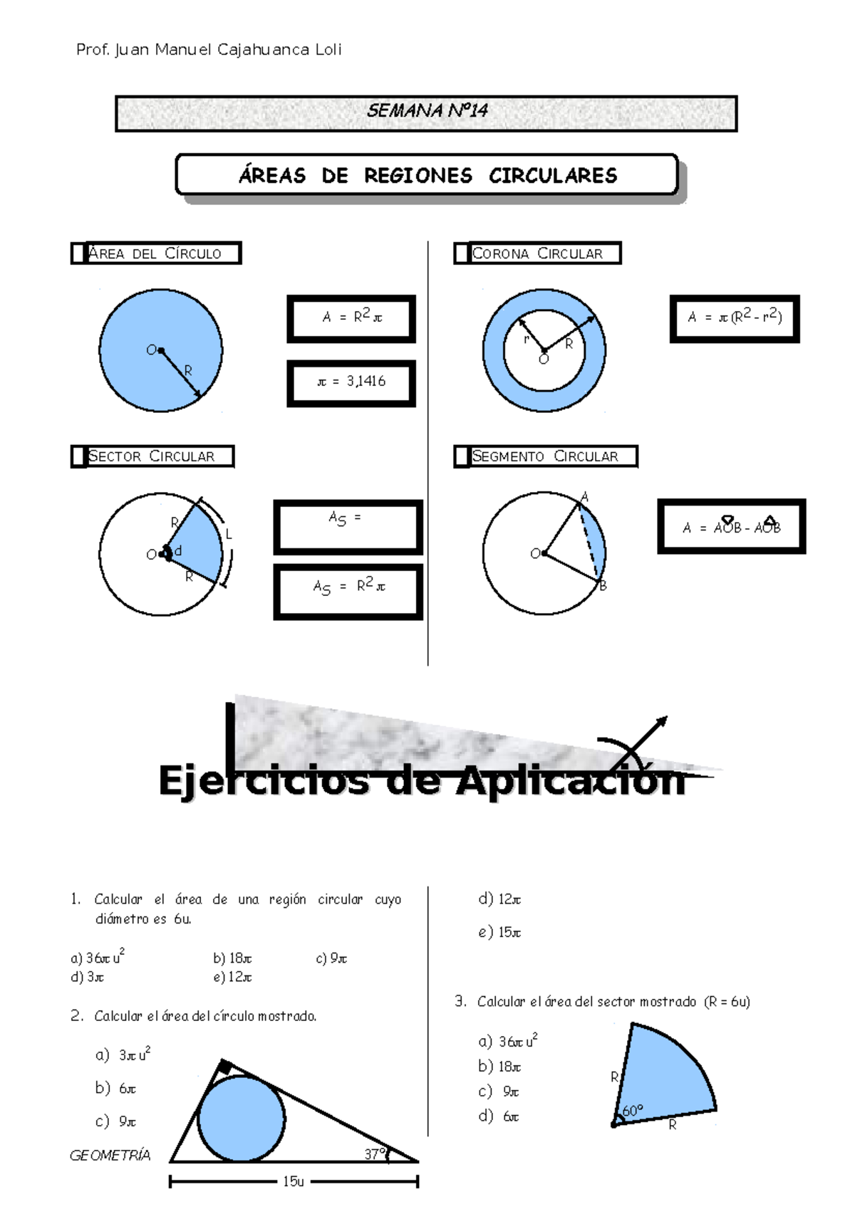 14. Areas de Regiones Circulares - SEMANA Nº ÁREAS DE REGIONES ...