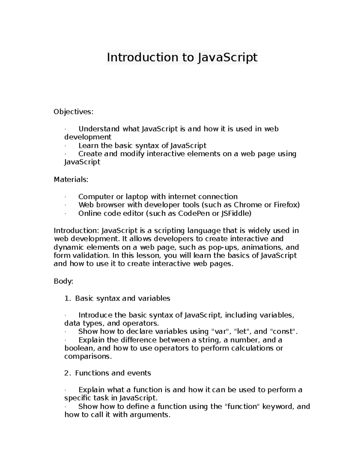Introduction To Java Script Introduction To Javascript Objectives 4259