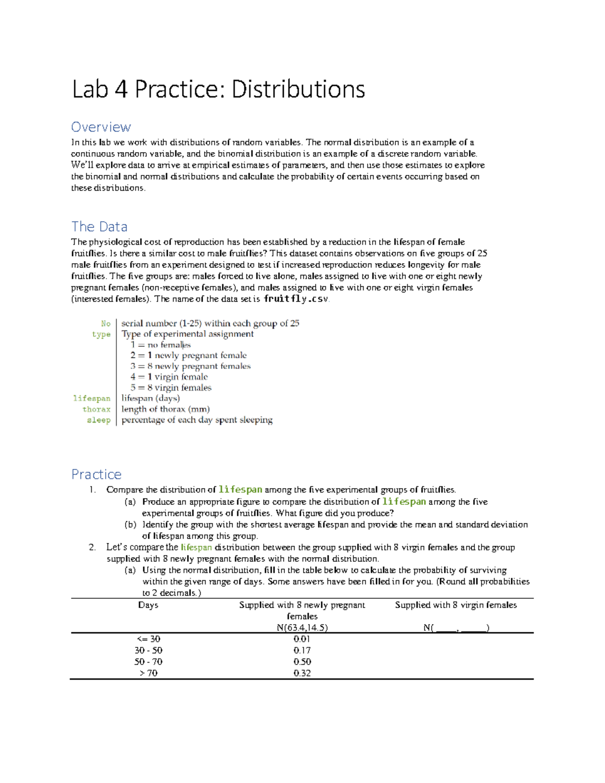 Lab4 Homework - Manual - Lab 4 Practice: Distributions Overview In this lab we work with - Studocu