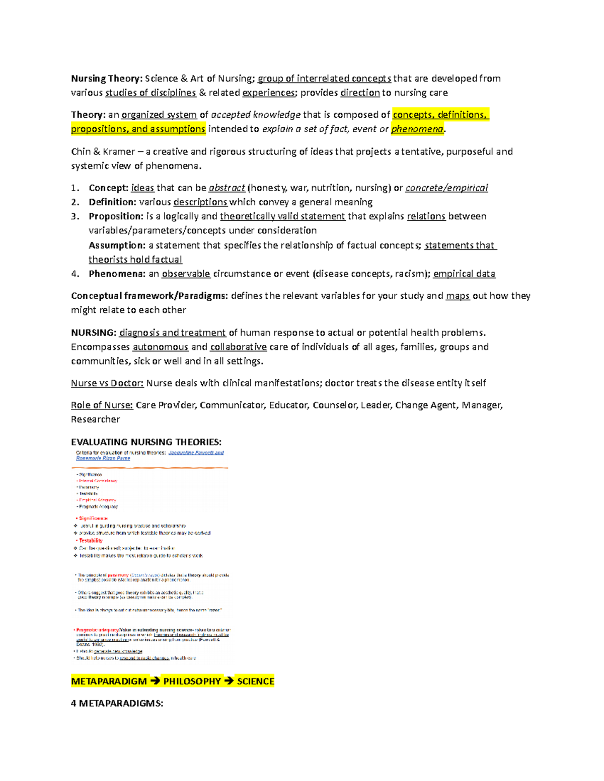 1 Intro - fmfmf - Nursing Theory: Science & Art of Nursing; group of ...