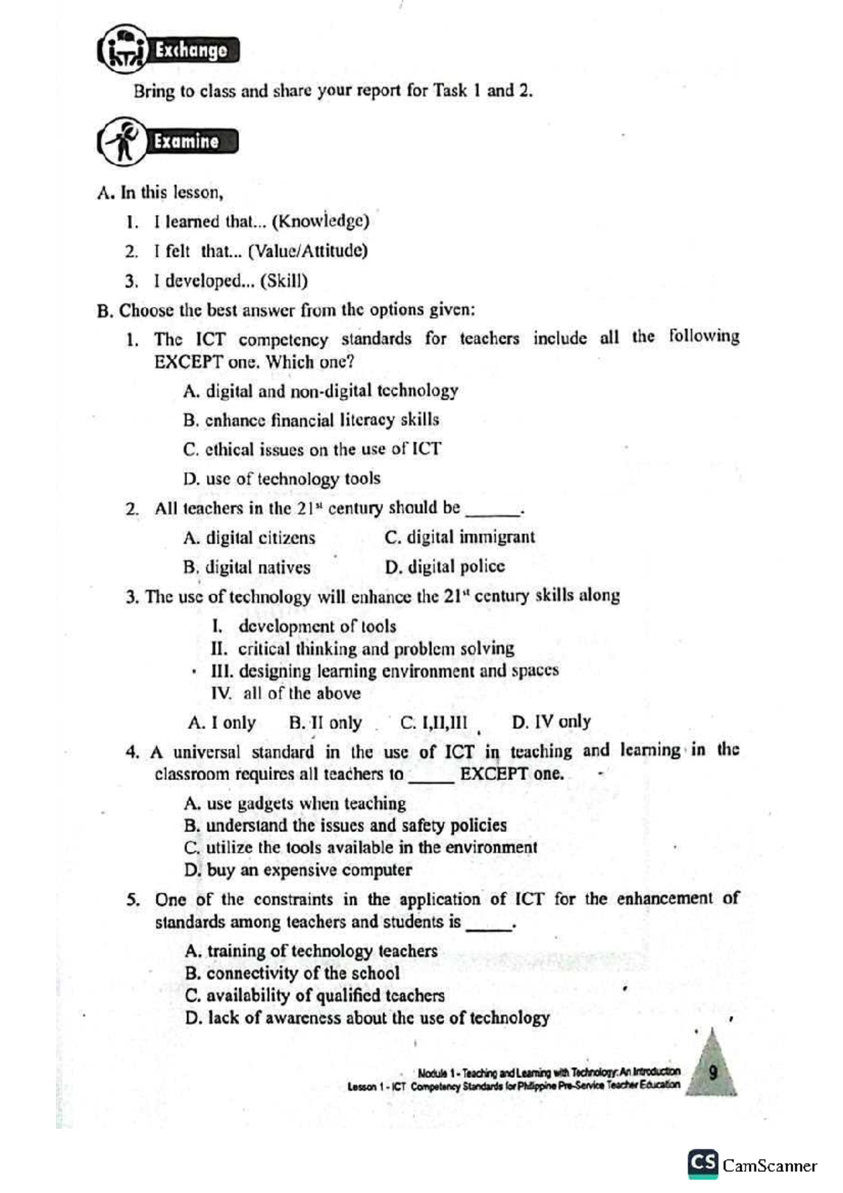 TTL Questions - Exchange Bring to class and share your report for Task ...