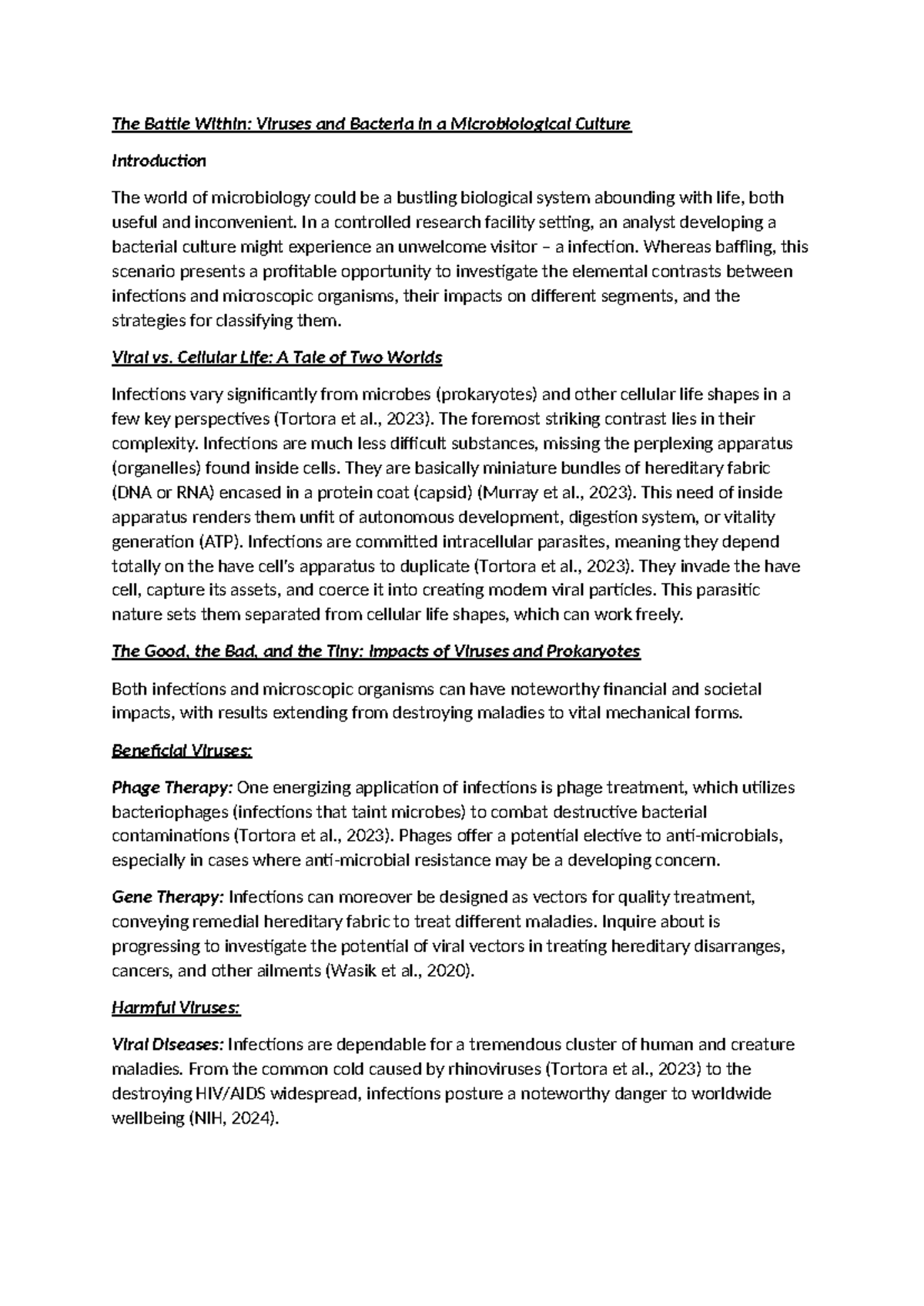 Biol 1122 unit 2 Assignment - The Battle Within: Viruses and Bacteria ...
