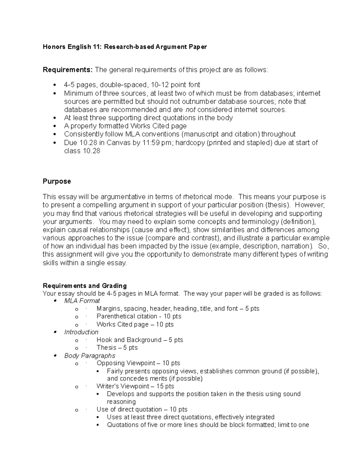 Honors English 11 - just a summary of my course - Honors English 11 ...