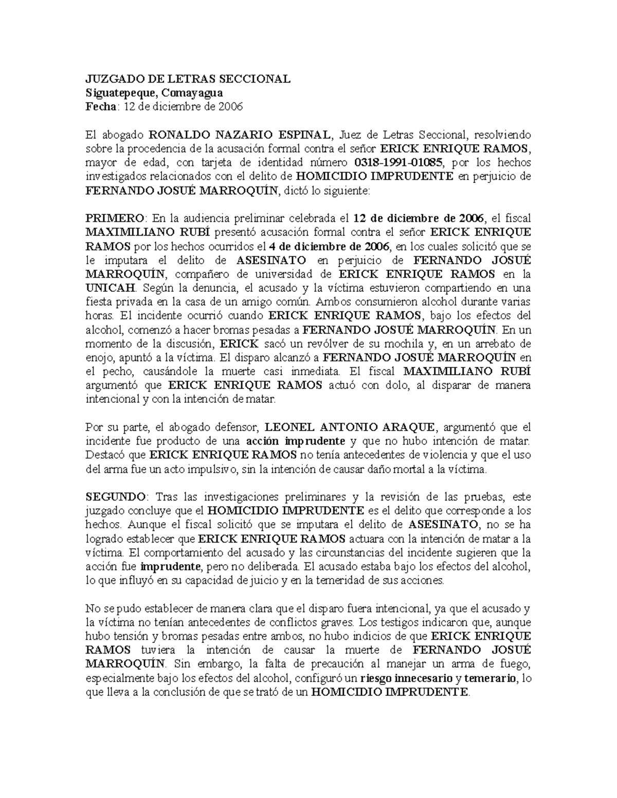 Juzgado DE Letras Seccional - JUZGADO DE LETRAS SECCIONAL Siguatepeque ...