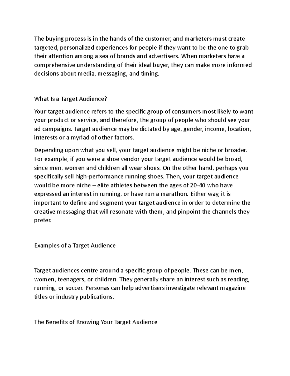 Determining Target audience - The buying process is in the hands of the ...