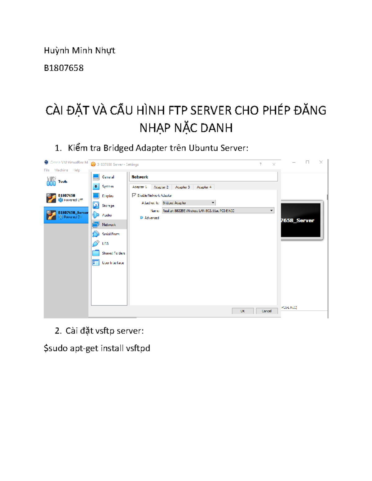 Cai Dat&Cau Hinh FTPServer - Huỳnh Minh Nh tự B CÀI Đ T VÀ CẤẤU HÌNH ...
