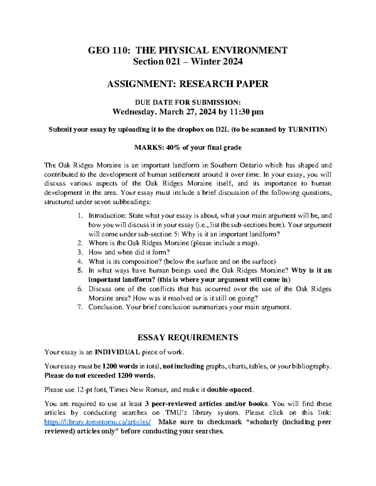 GEO 110 (21) - Research Paper Requirements - Winter 2024 - GEO 110 ...