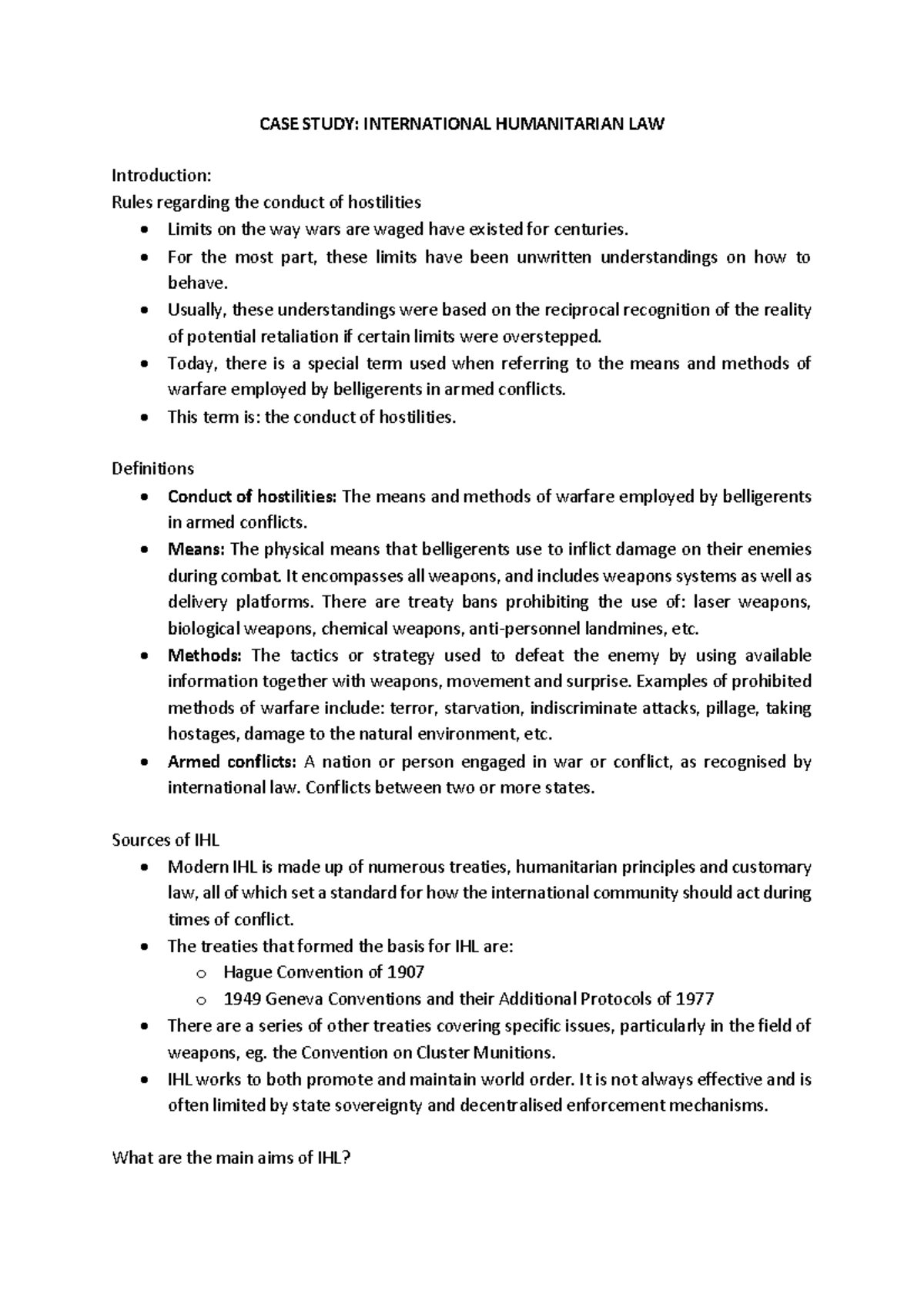 Case Study On International Law for Examination - International ...