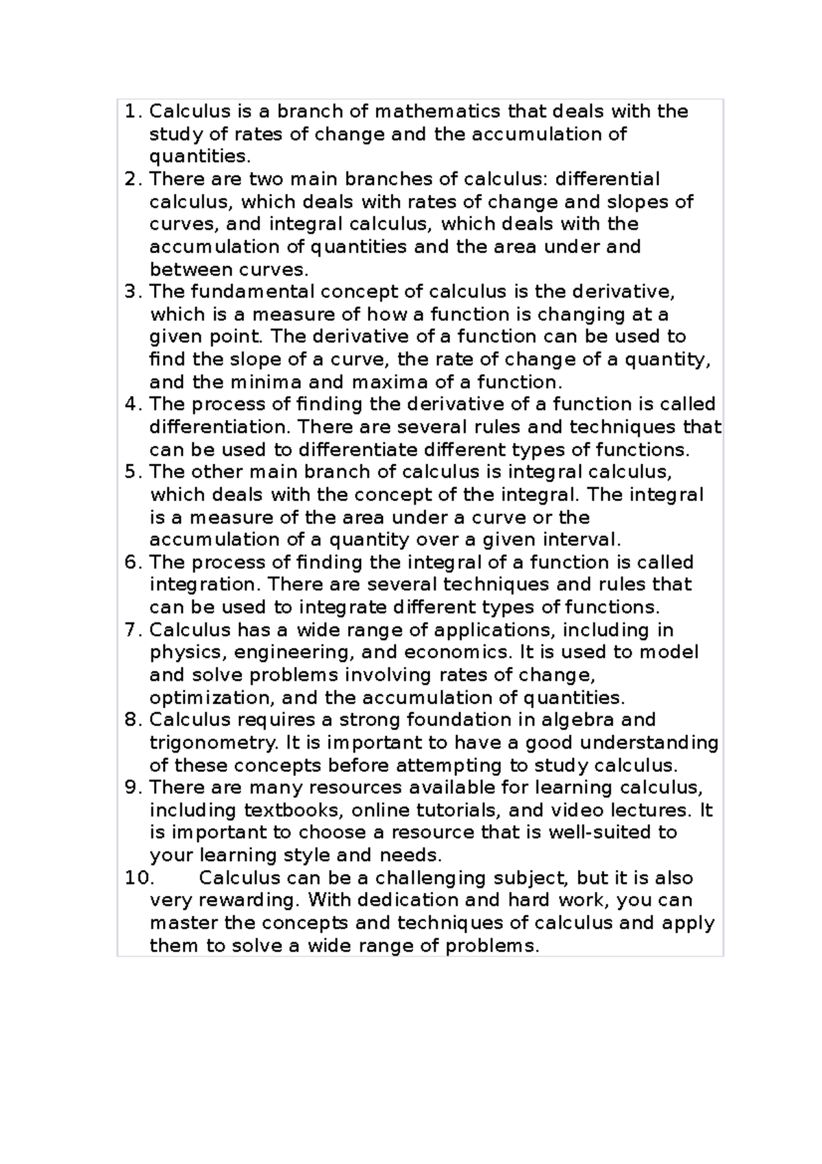 Document - G is - Calculus is a branch of mathematics that deals with ...