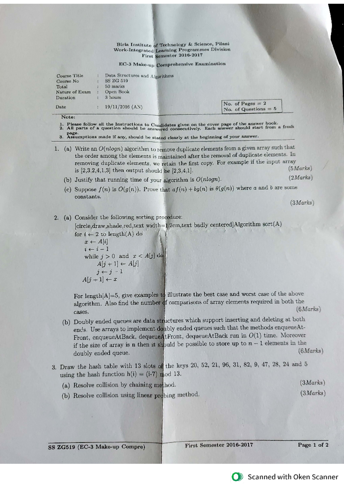 DSAD paper - bbksbivubfid - BITS WILP M Tech Data Science & Engineering ...