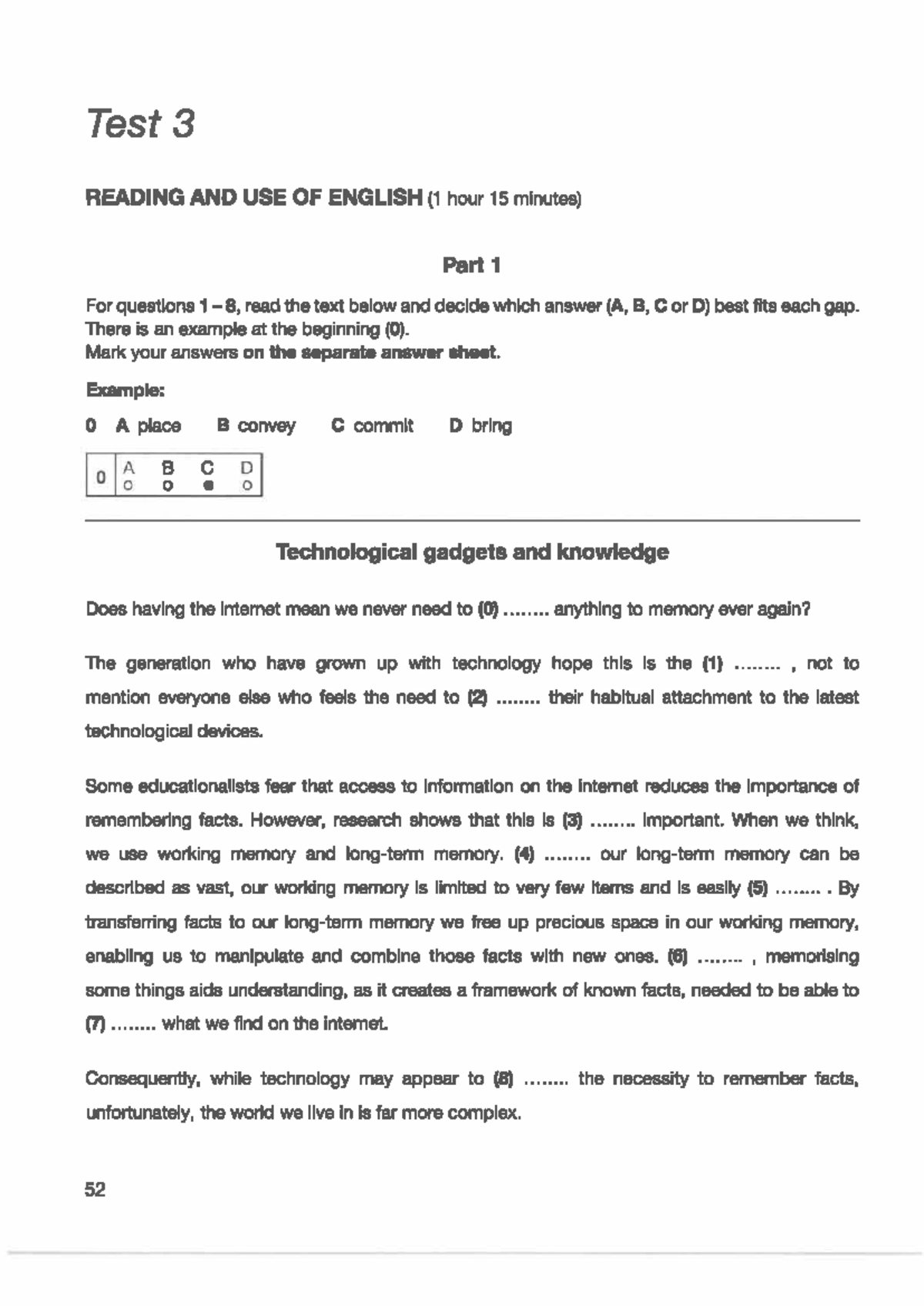 CAE test 3 - Advanced Cambridge exam - Studocu