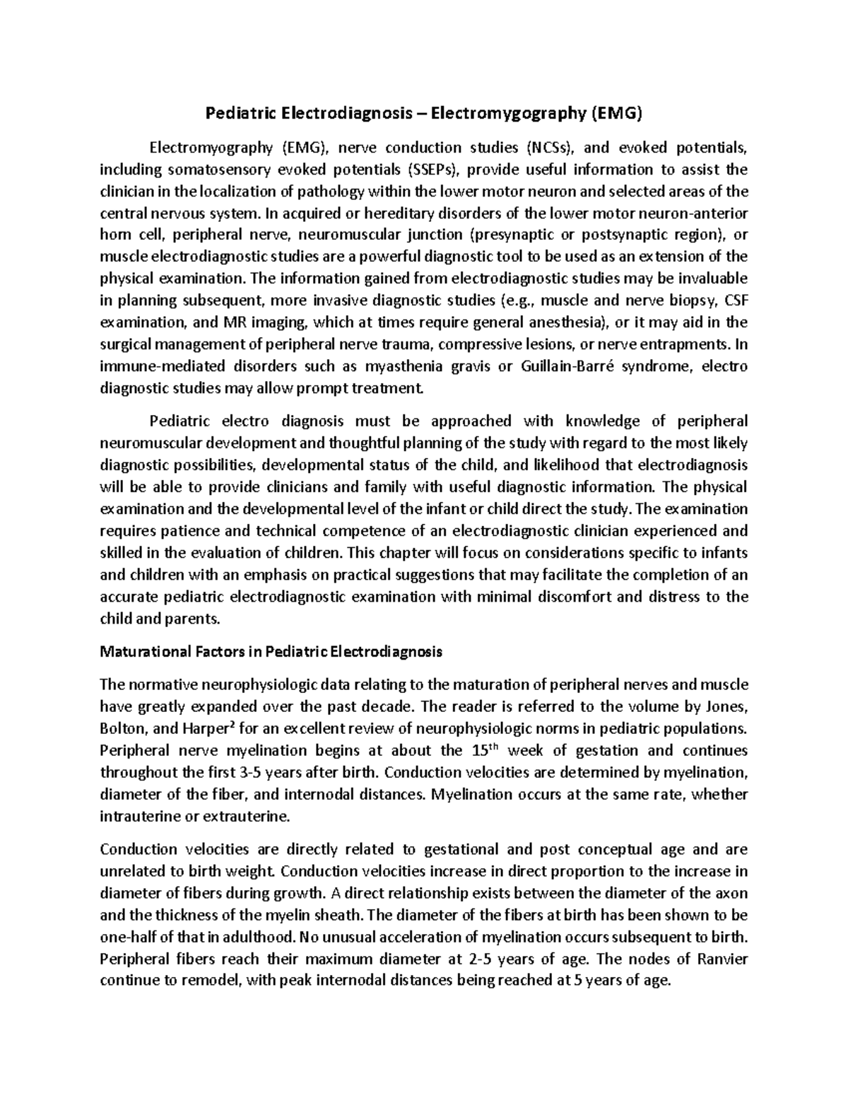 Pediatric Electrodiagnosis – Electromygography (EMG) - In acquired or ...