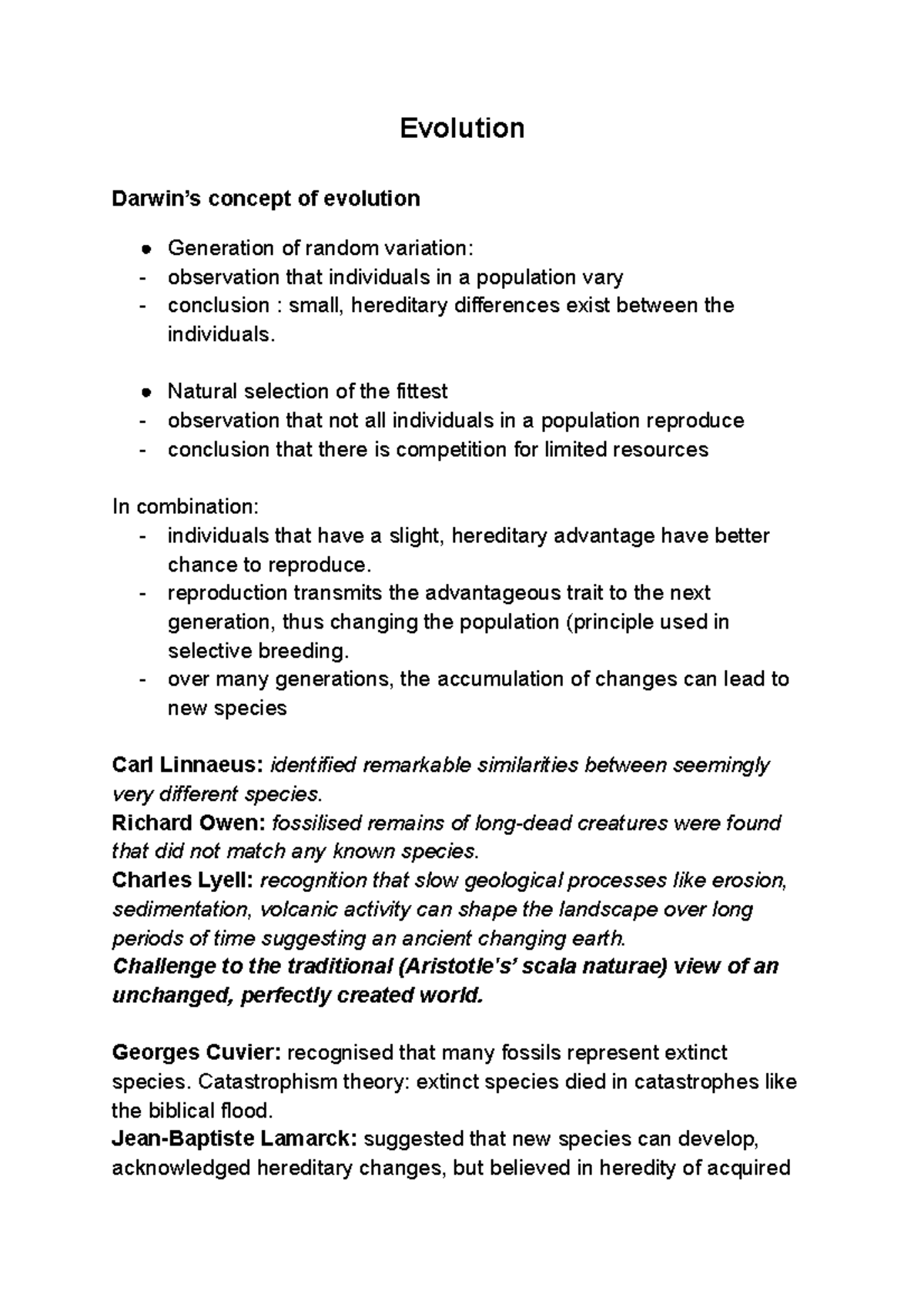 Evolution - Topic and Lecture note summary - Evolution concept of ...