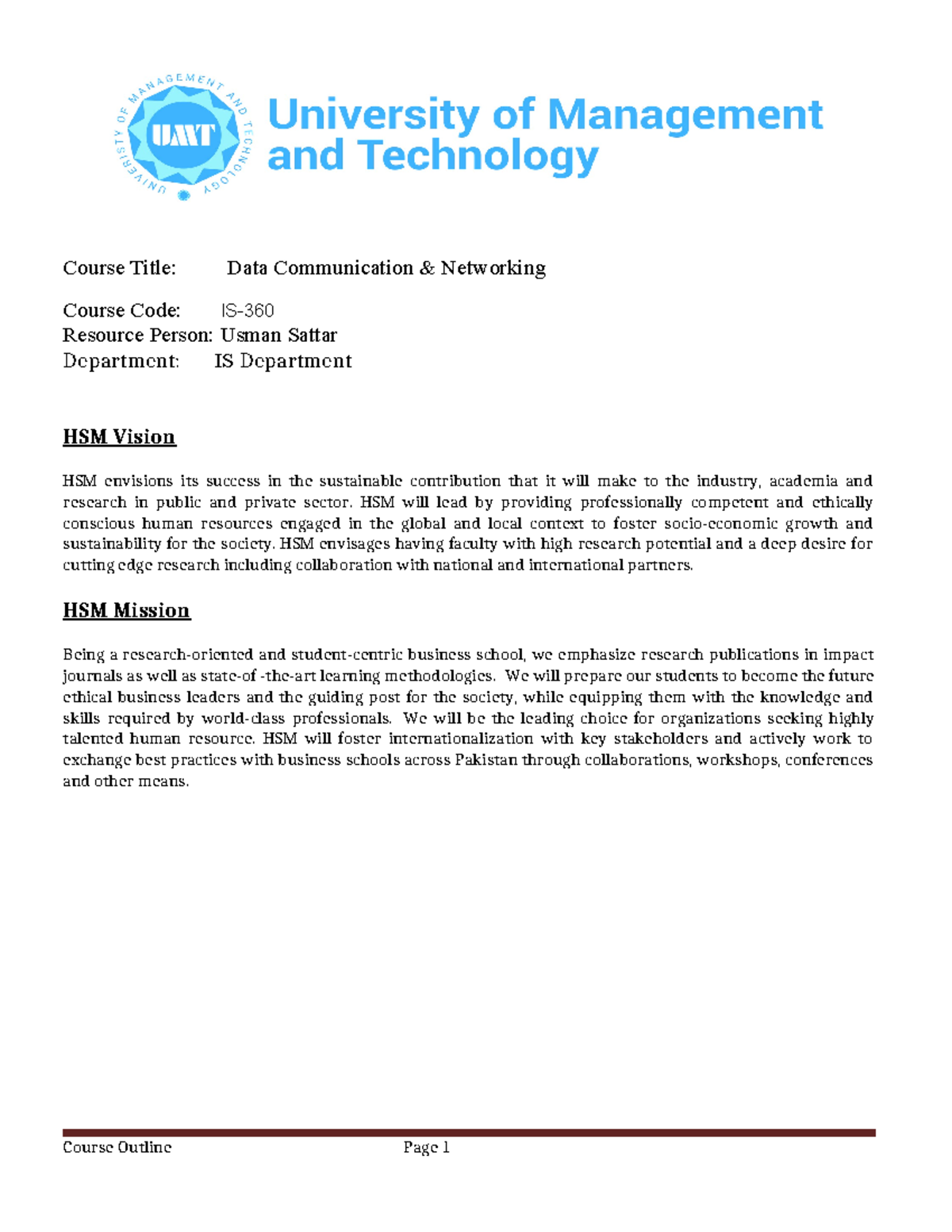 Data Communication and Networking - Course Title: Data Communication & Networking Course Code ...