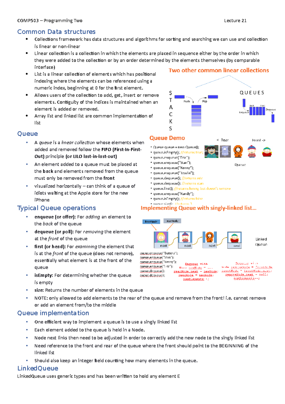 Programming 2 Lecture 21 - COMP503 – Programming Two Lecture 21 Common ...