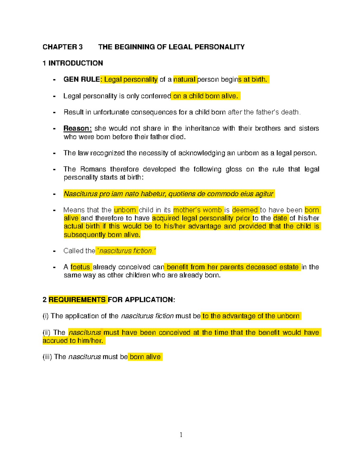 CH 3 Beginning OF Legal Subjectivity - CHAPTER 3 THE BEGINNING OF LEGAL ...
