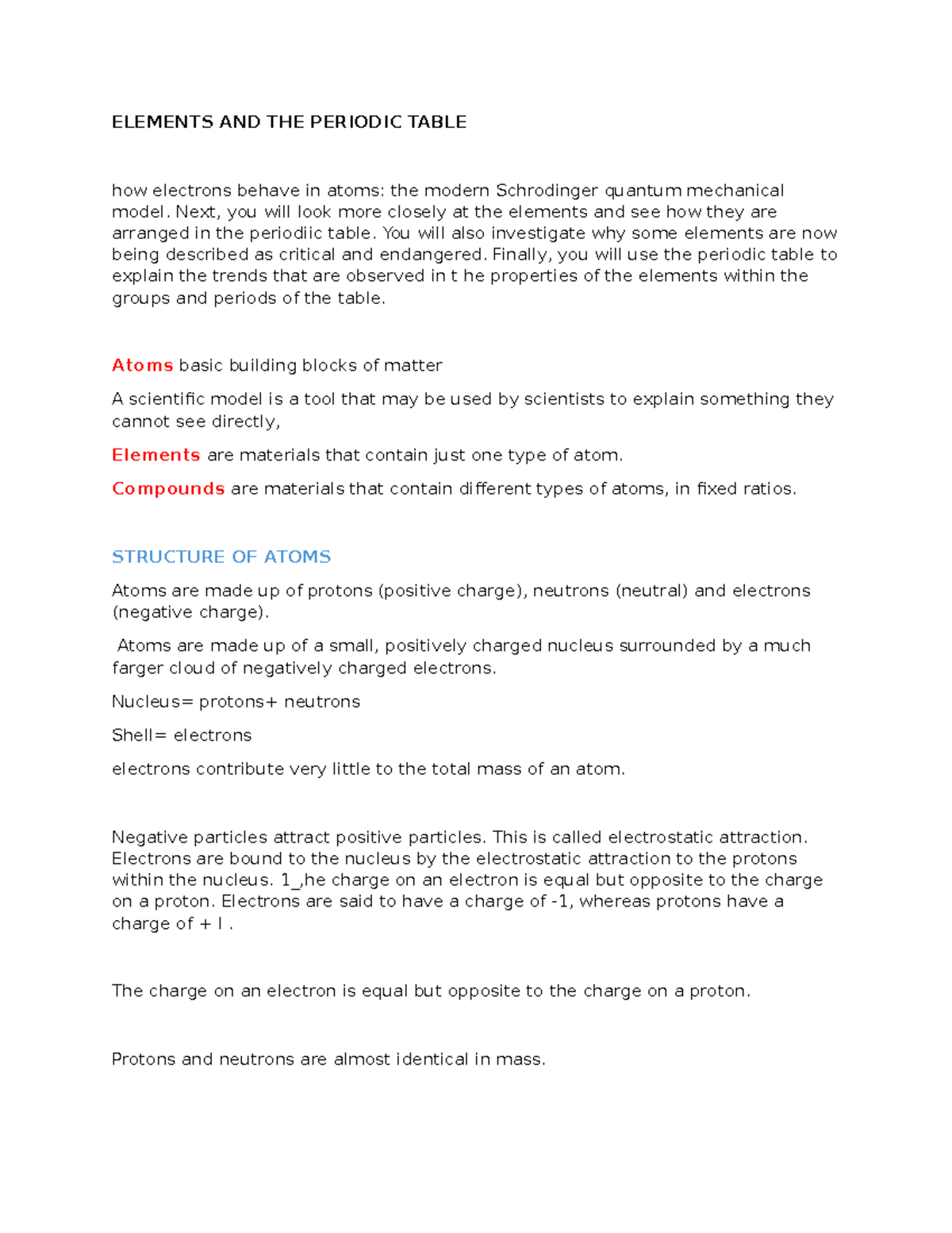 Elements AND THE Periodic Table - ELEMENTS AND THE PERIODIC TABLE how ...