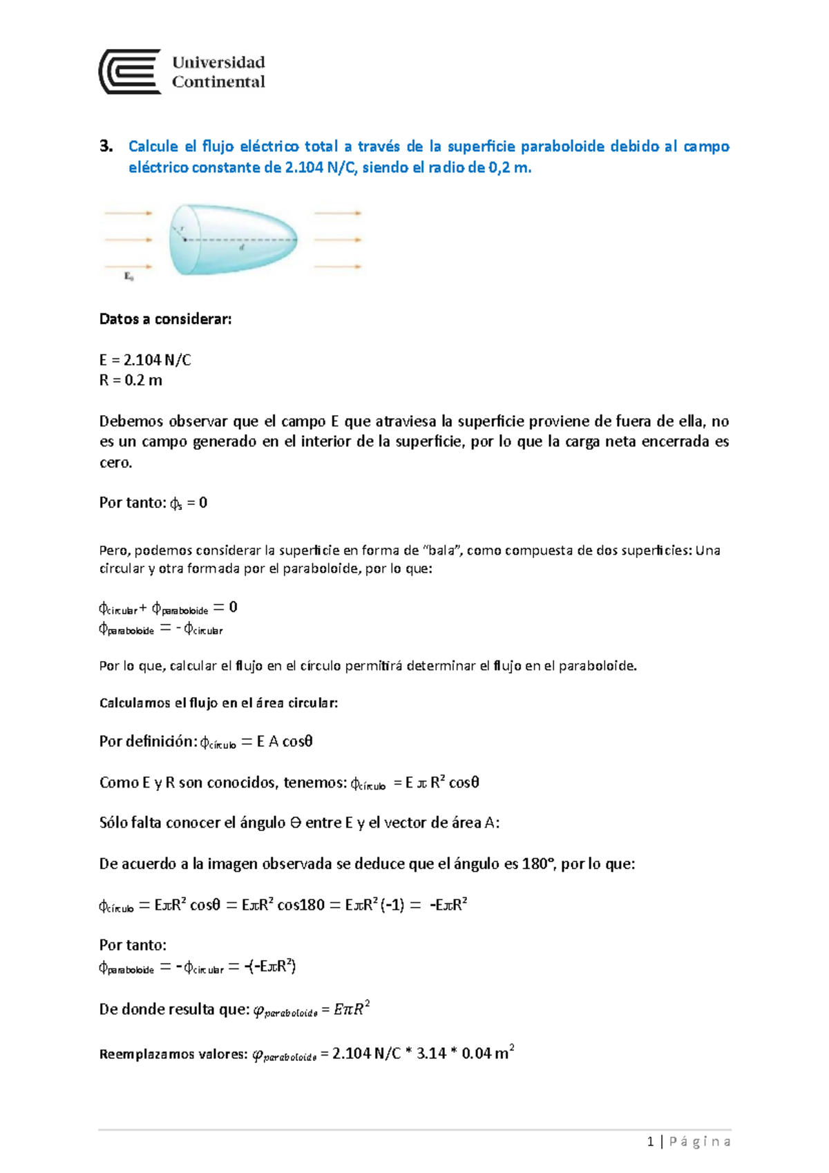 Pa3 fisica solucion 3 - Ejemplos de curso fìsica - 3. Calcule el flujo eléctrico total a través ...