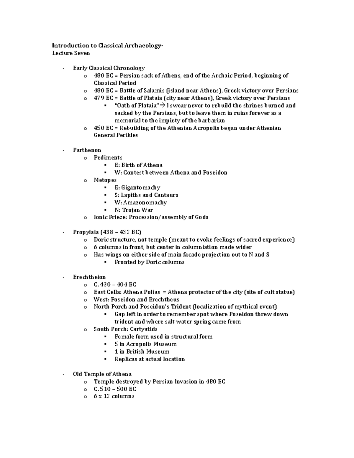 Introduction to Classical Archaeology - Lecture notes - C2013.10.22 ...