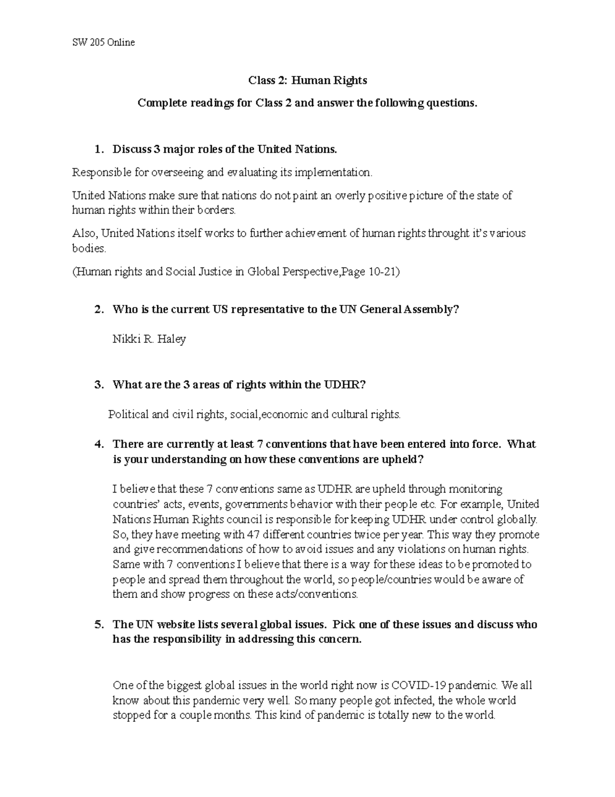 SW 205HY Week 2 Human Rights - SW 205 Online Class 2: Human Rights ...