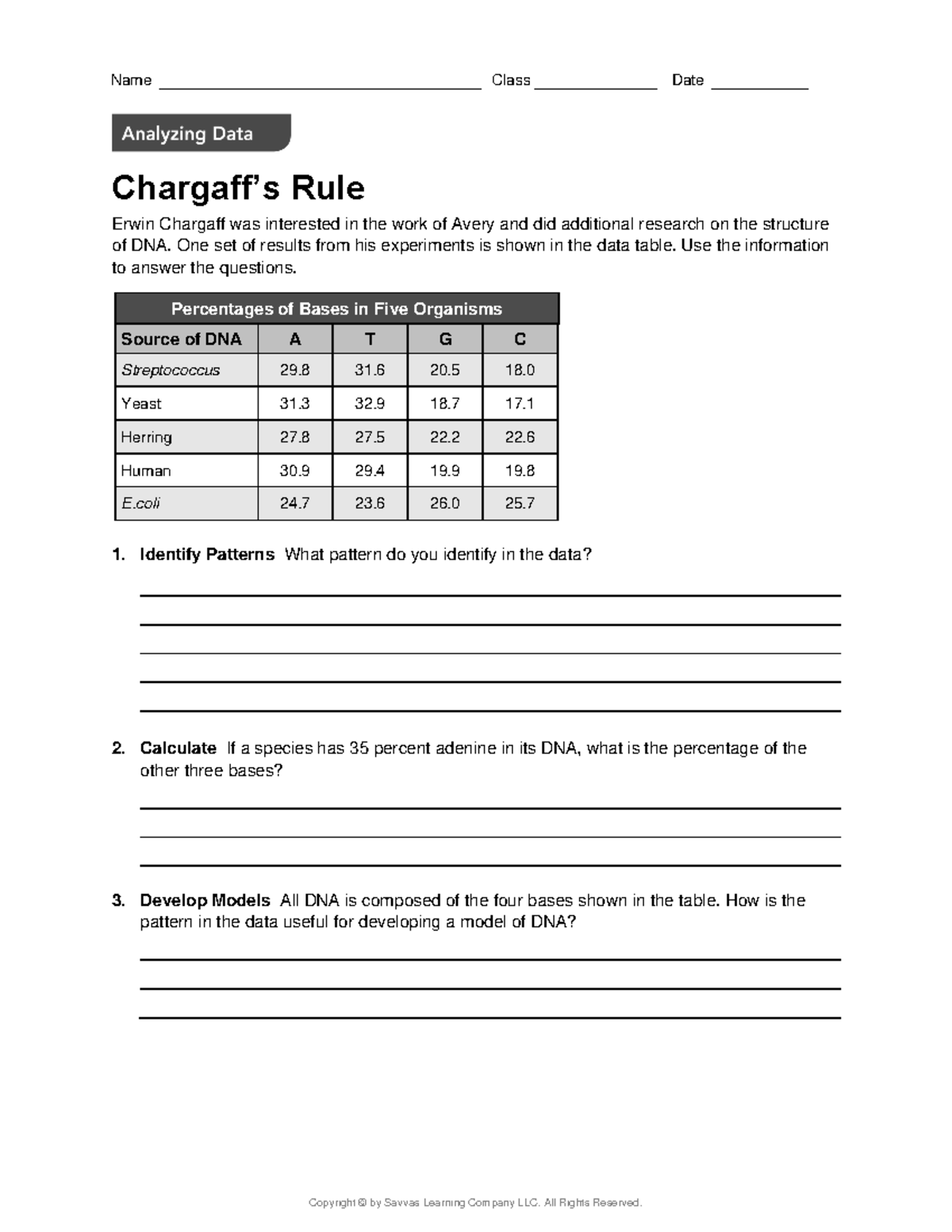 Anaiya Bowers - BIO DNAO Analyzing Data - Copyright © by Savvas ...
