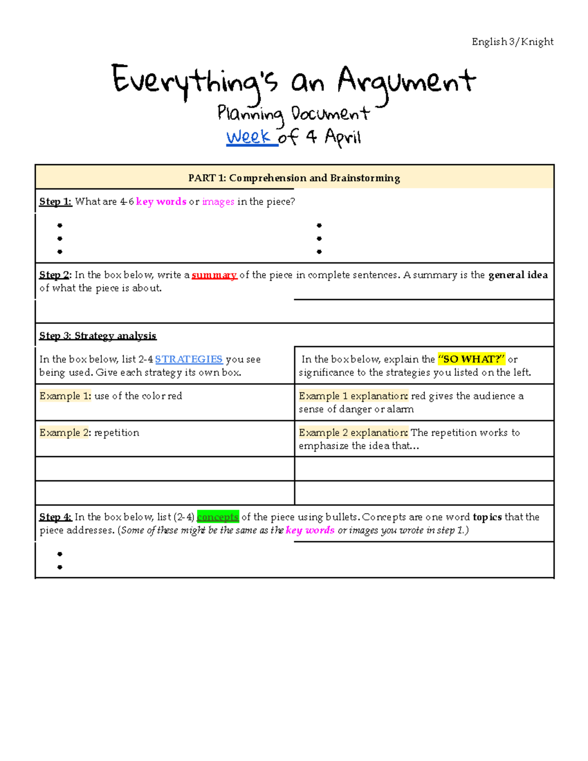 Argumenative essay material practice page and guideline - English 3 ...