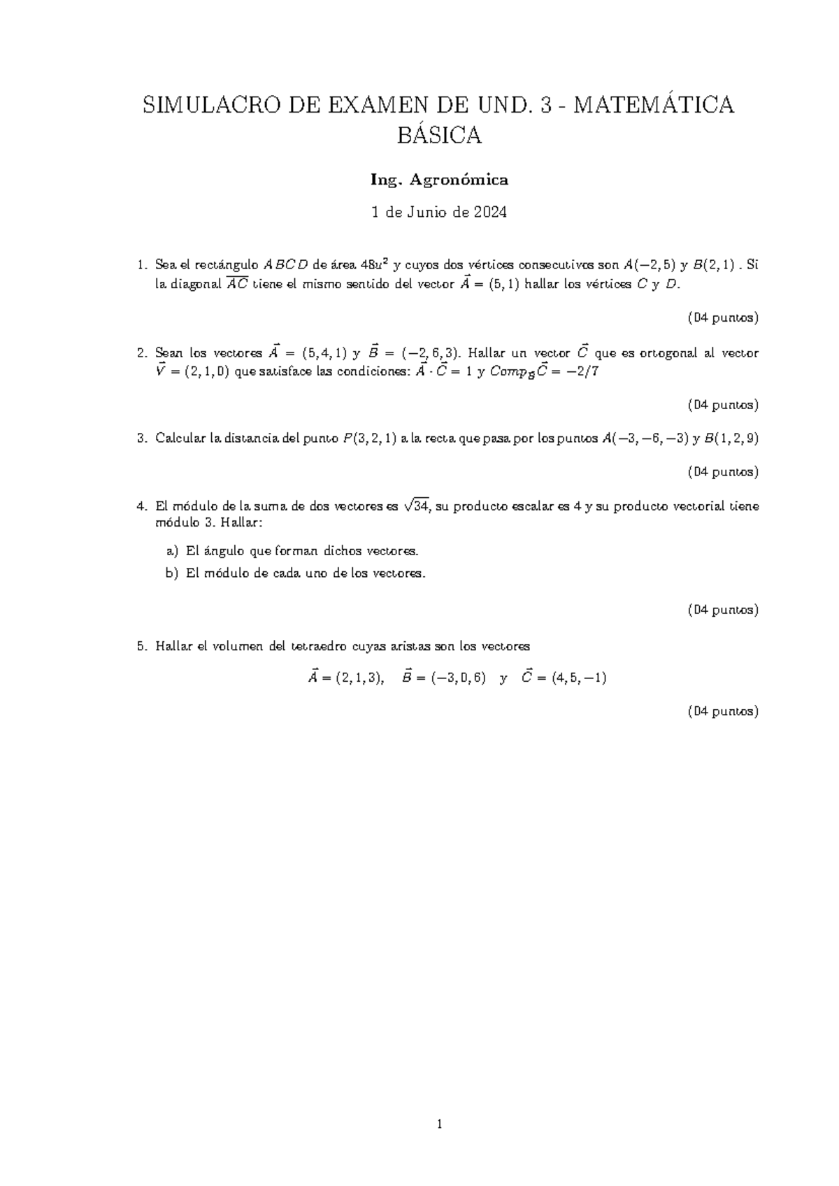 Simulacro de examen en U3 Mat Básc - SIMULACRO DE EXAMEN DE UND. 3 - MATEM ́ATICA B ́ASICA Ing ...
