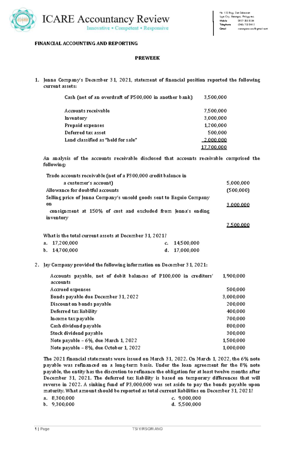 FAR Preweek - Lipa City, Batangas, Philippines Mobile : 0927 283 8234 ...