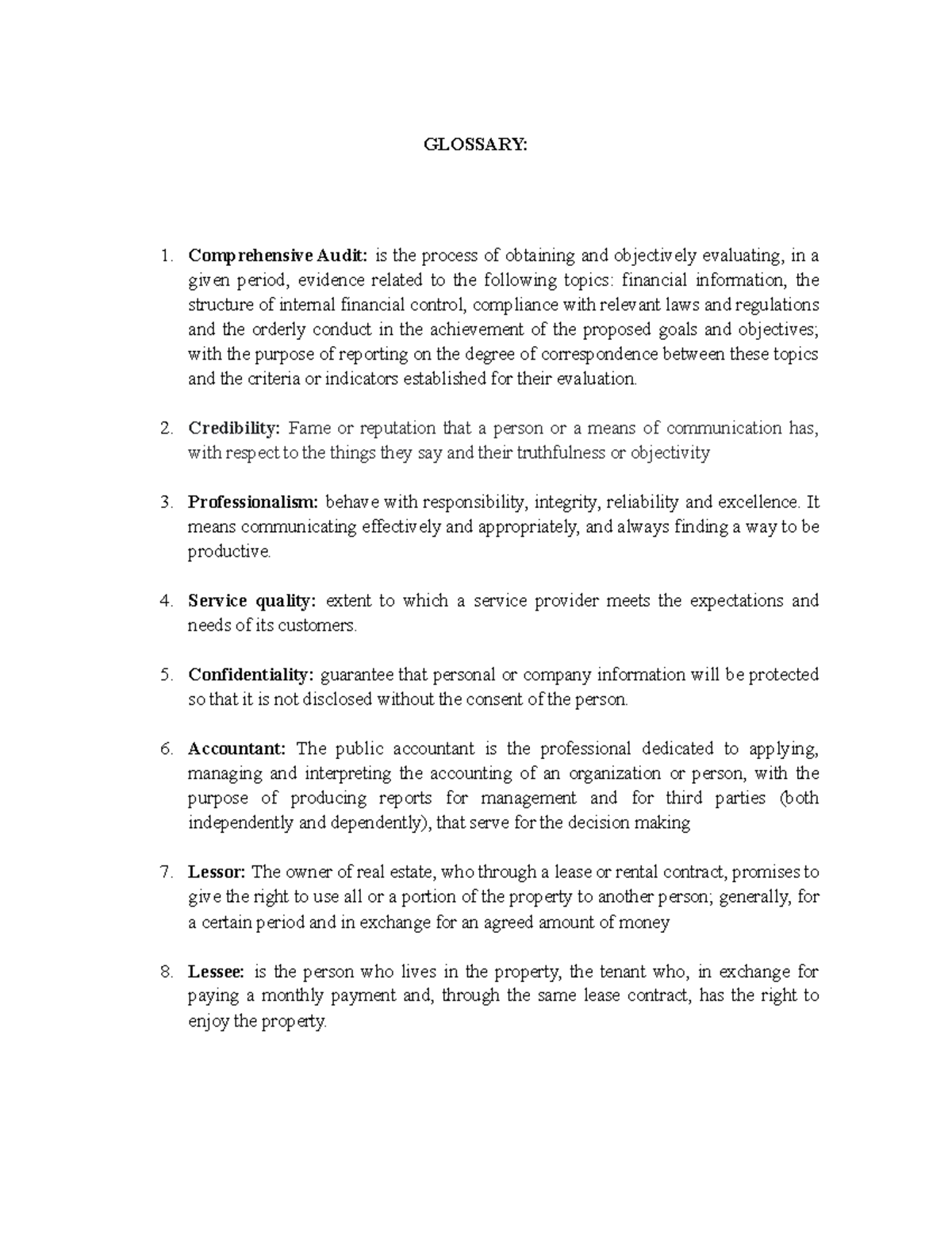 Glossary - g-Glorario final auditoria - GLOSSARY: Comprehensive Audit ...