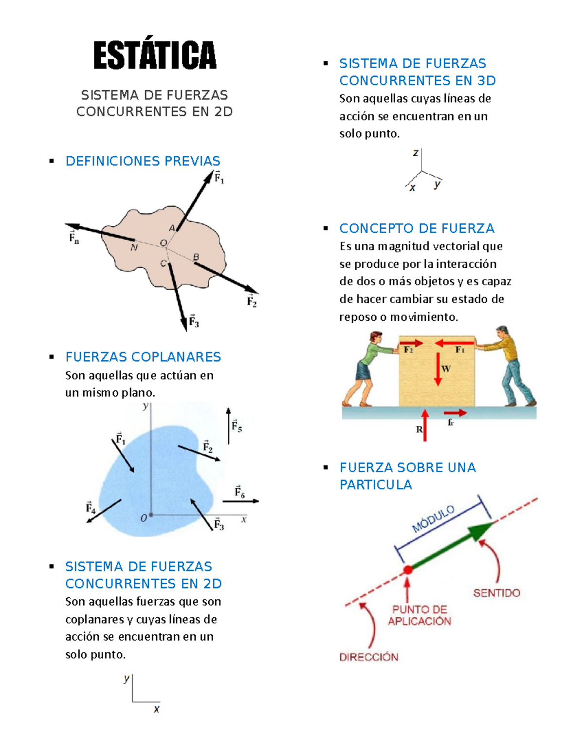Estatica - Concepto Y Problemas - ESTÁTICA SISTEMA DE FUERZAS ...