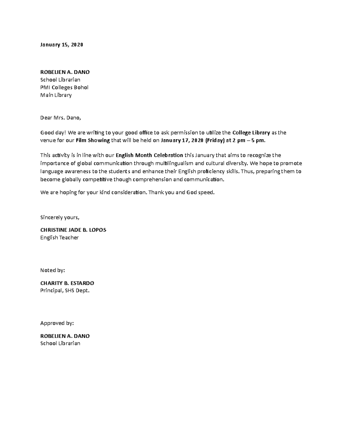 482449074 english month letter docx - January 15, 2020 ROBELIEN A. DANO ...