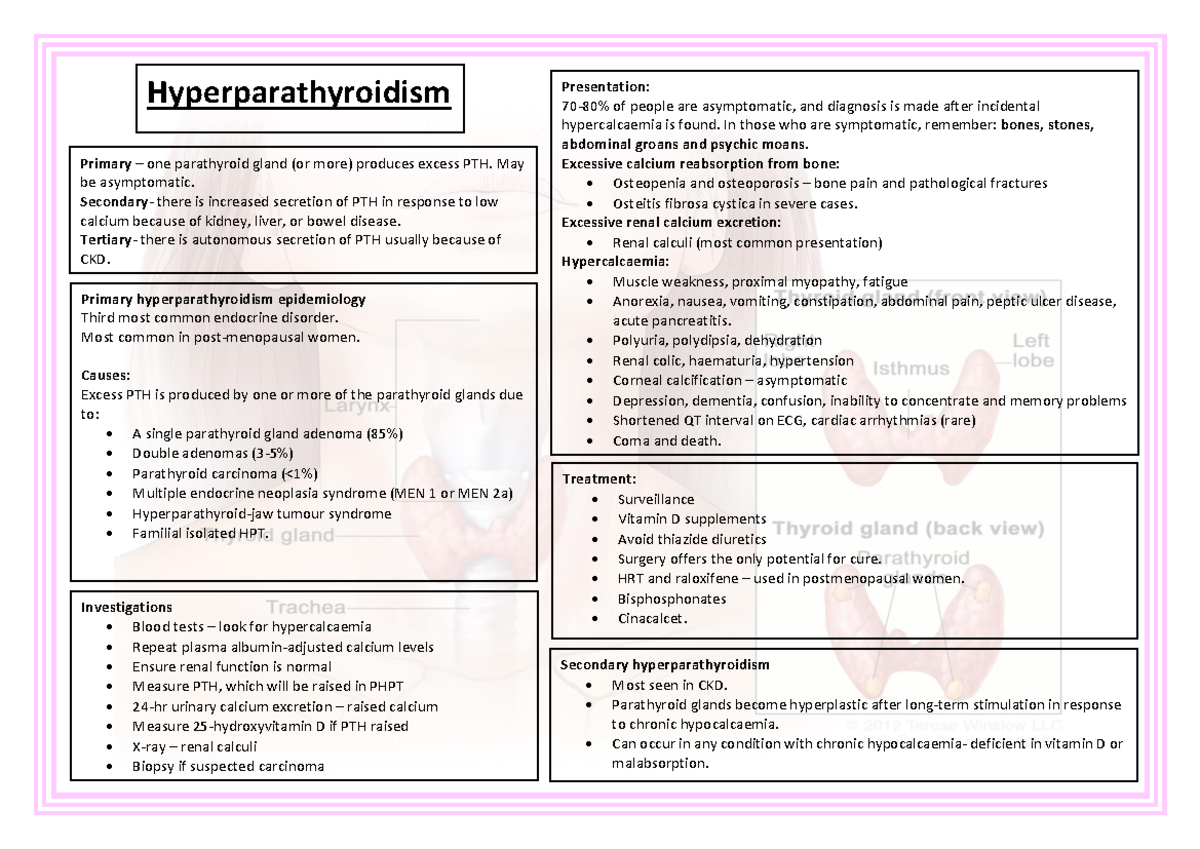 Hyperparathyroidism - Aetiology, Signs ands Symptoms, Diagnosis ...