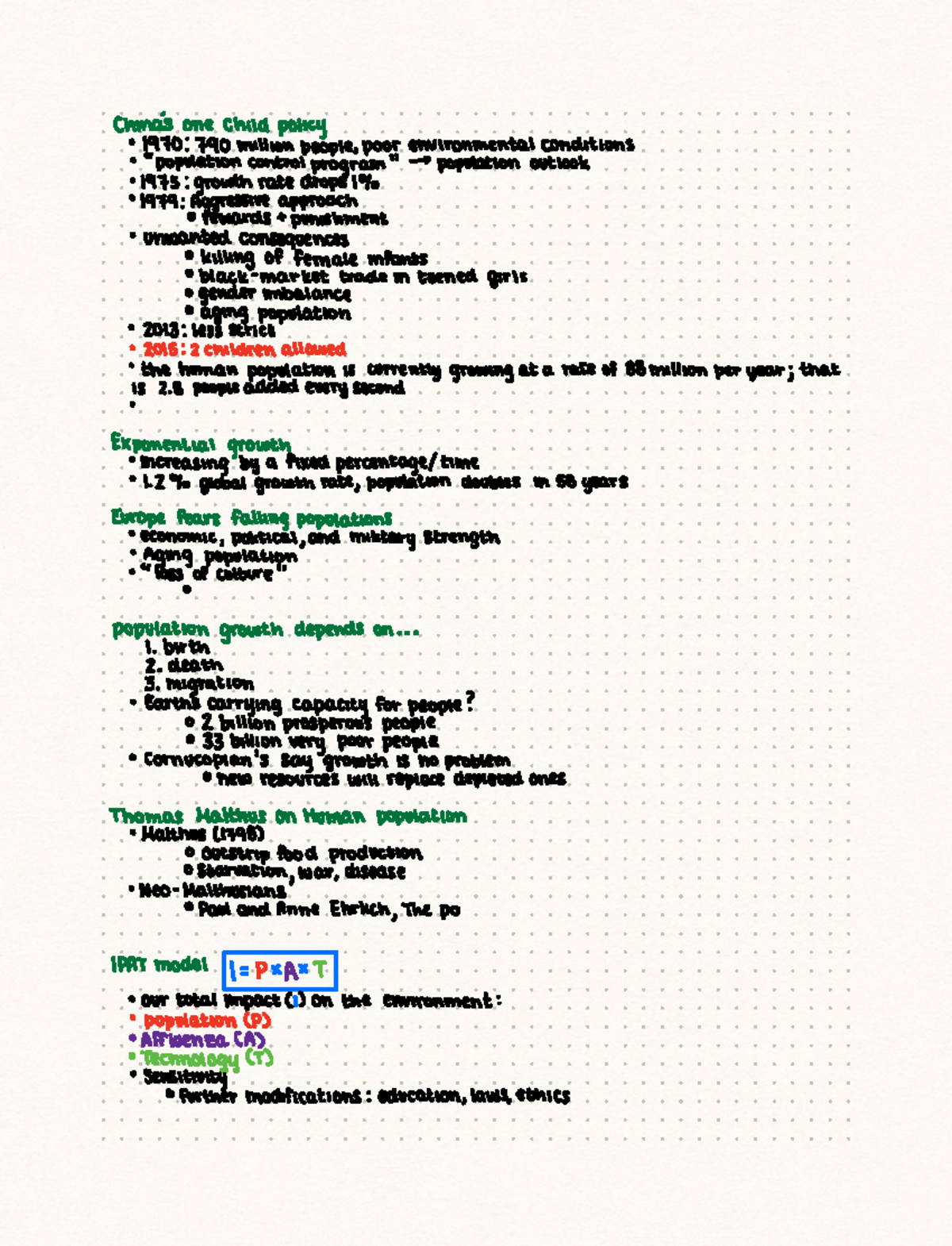 Ch 6 human population - notes - SCI 109-01 - Studocu