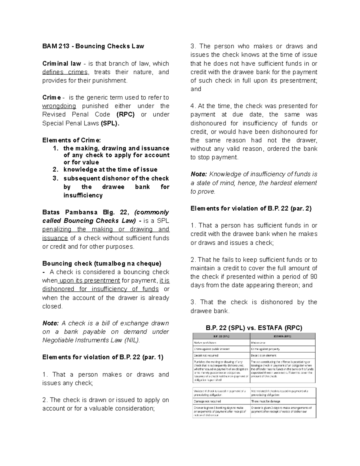 Bouncing Checks Law - CHECK LAW - BAM 213 - Bouncing Checks Law ...
