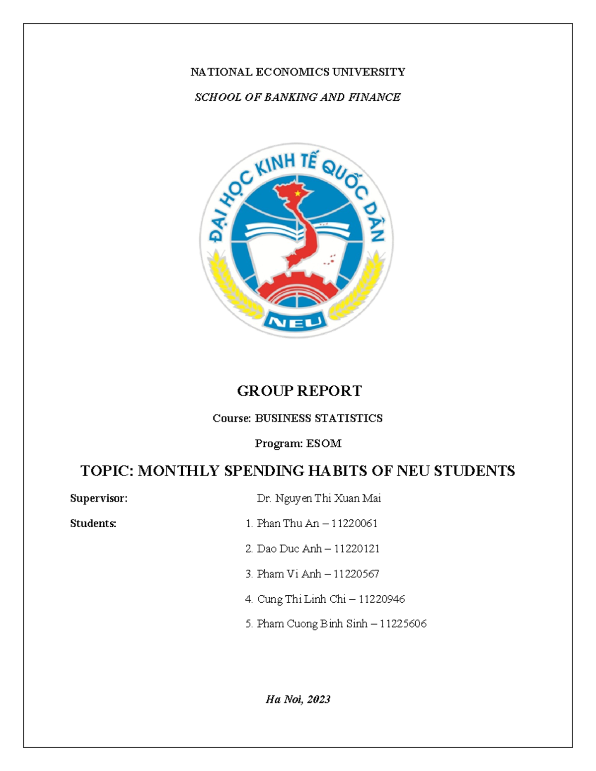 BS practice materials - NATIONAL ECONOMICS UNIVERSITY SCHOOL OF BANKING ...