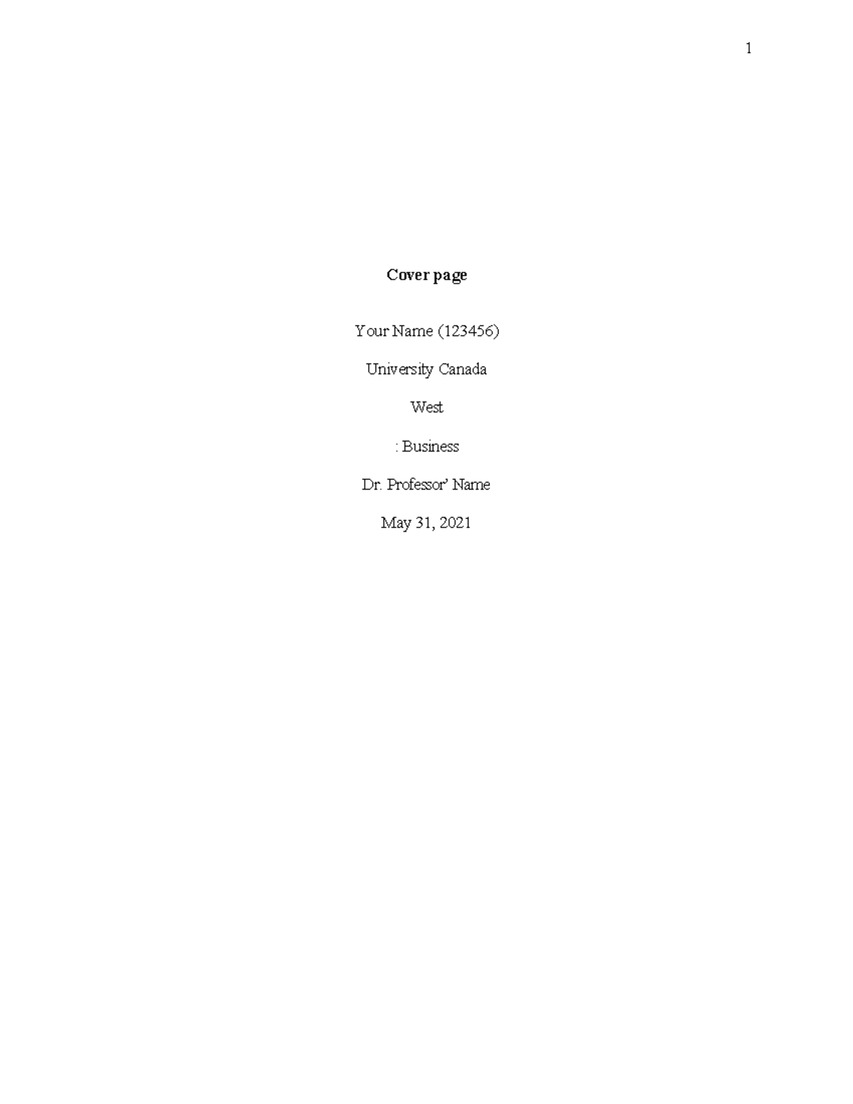 MFAF 504 Micro - Cover page Your Name (123456) University Canada West ...